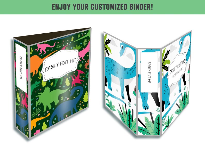 Dinosaur Binder Cover 10 Printable & Editable Coversspines - Etsy