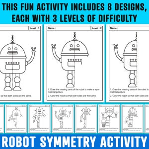Robot Symmetry Worksheet, Robot Theme Lines of Symmetry Activity, 24 ...