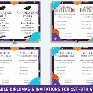 Editable Second Grade Certificate, 1st to 8th Grade Diploma ...