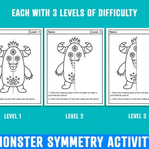 Monster Symmetry Worksheet, Monster Theme Lines of Symmetry Activity ...