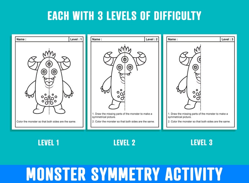 Monster Symmetry Worksheet, Monster Theme Lines of Symmetry Activity ...