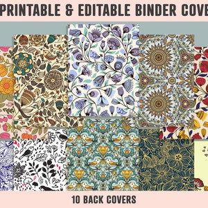 Flower and Birds Binder Cover, 10 Printable & Editable Binder Covers ...