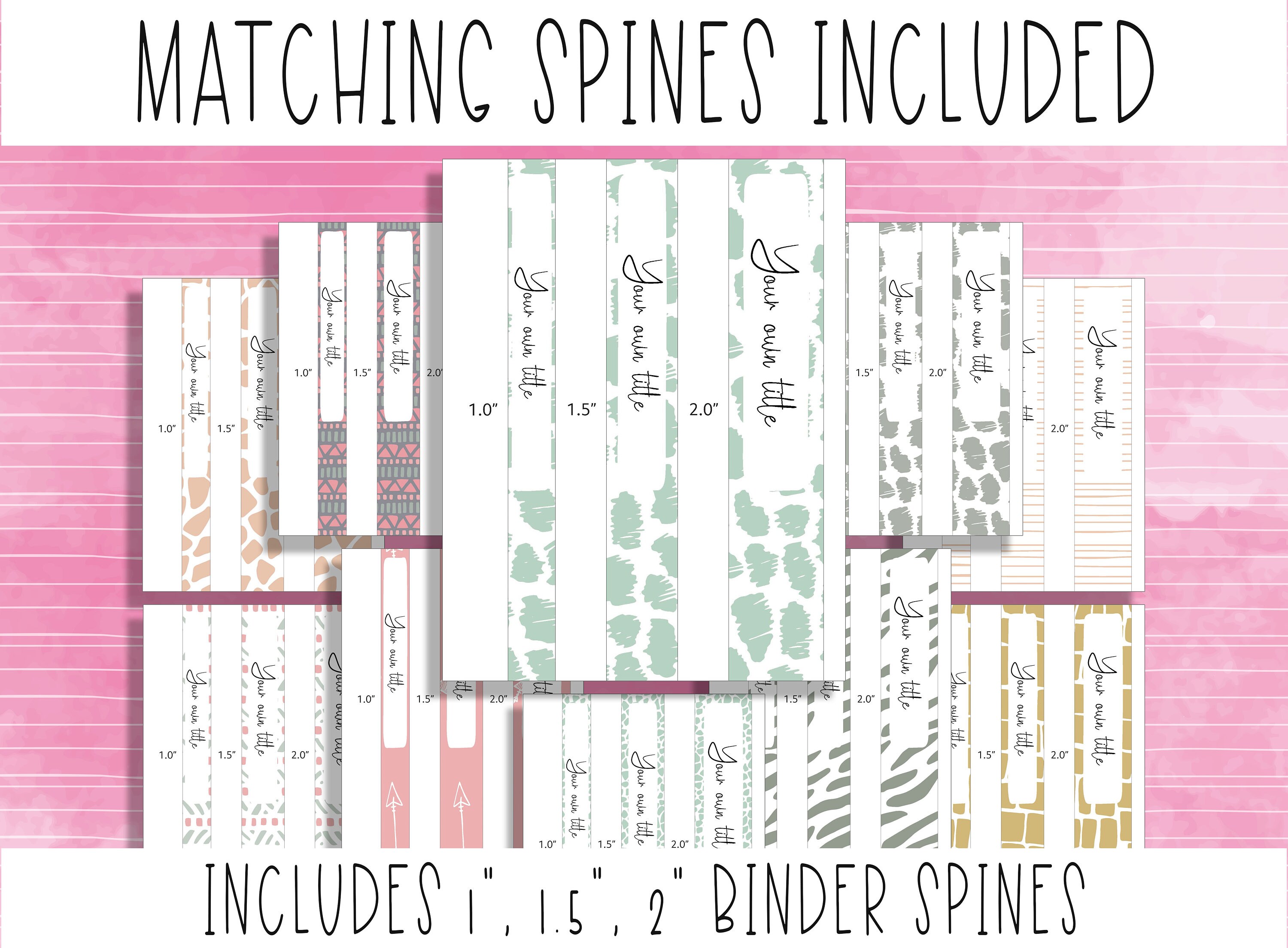 10 Editable Binder Covers, Includes 1, 1.5, 2 Spines, Book Covers Pack ...