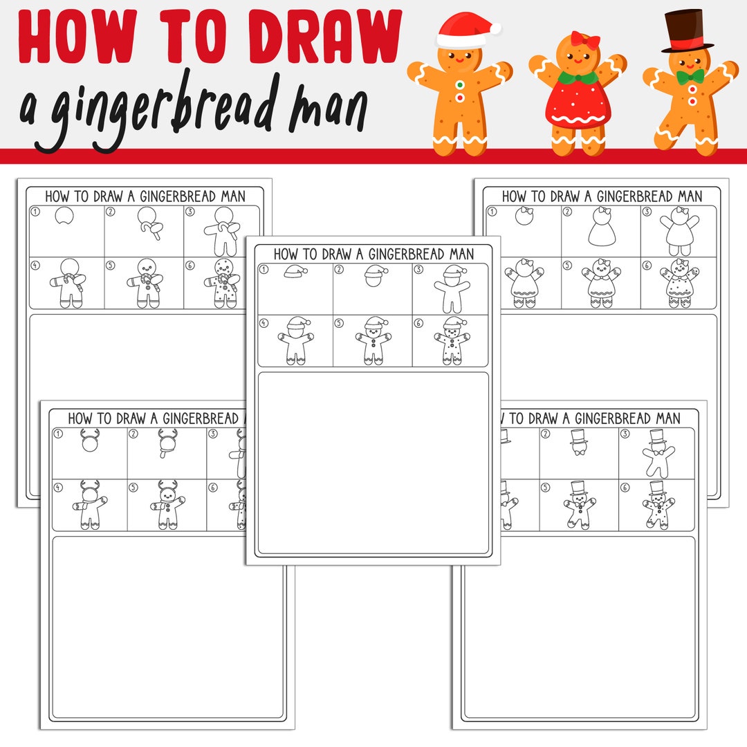 Learn How to Draw a Gingerbread Man: Directed Drawing Step by Step ...