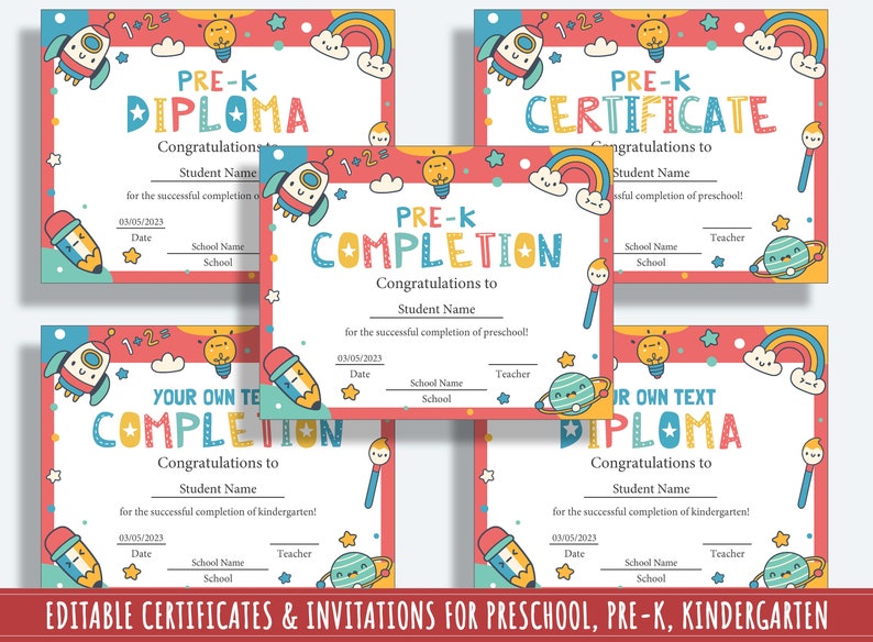 Editable End of Year Awards for Pre-k or Kindergarten Graduation ...