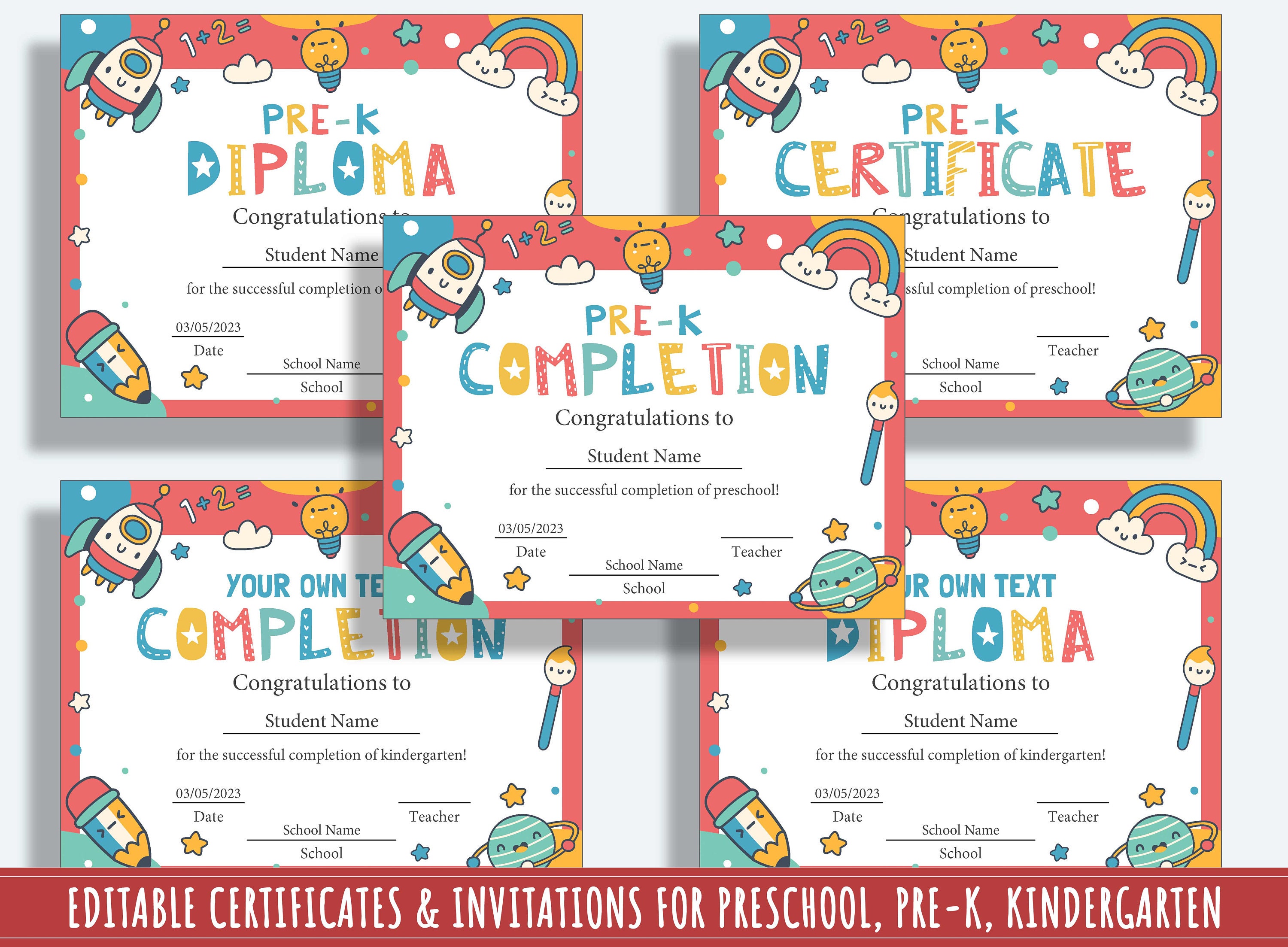 Editable End of Year Awards for Pre-k or Kindergarten Graduation ...