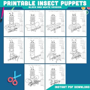 Insect Puppet Templates for Kids: 20-page Craft With Pre-colored ...