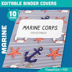 10 Editable Marine Binder Covers, Includes 1", 1.5", 2" Spines ...