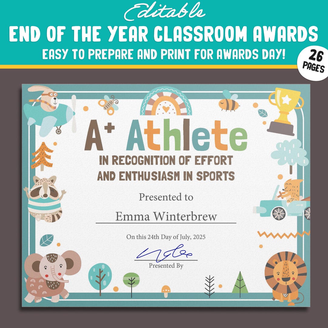 Editable End-of-year Class Superlatives Awards Certificates for Pre-k ...