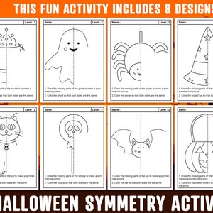 Halloween Symmetry Worksheet, Ghost, Halloween, Cauldron Lines of ...