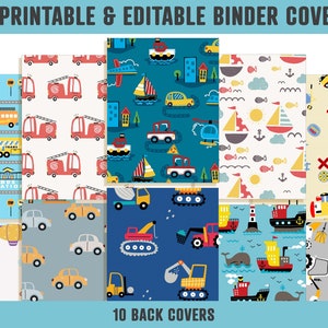 Vehicle Binder Covers, 10 Printable/editable Binder Covers & Spines ...
