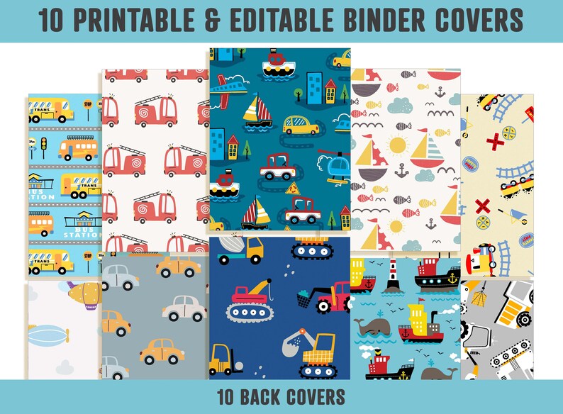 Vehicle Binder Covers, 10 Printable/editable Binder Covers & Spines ...