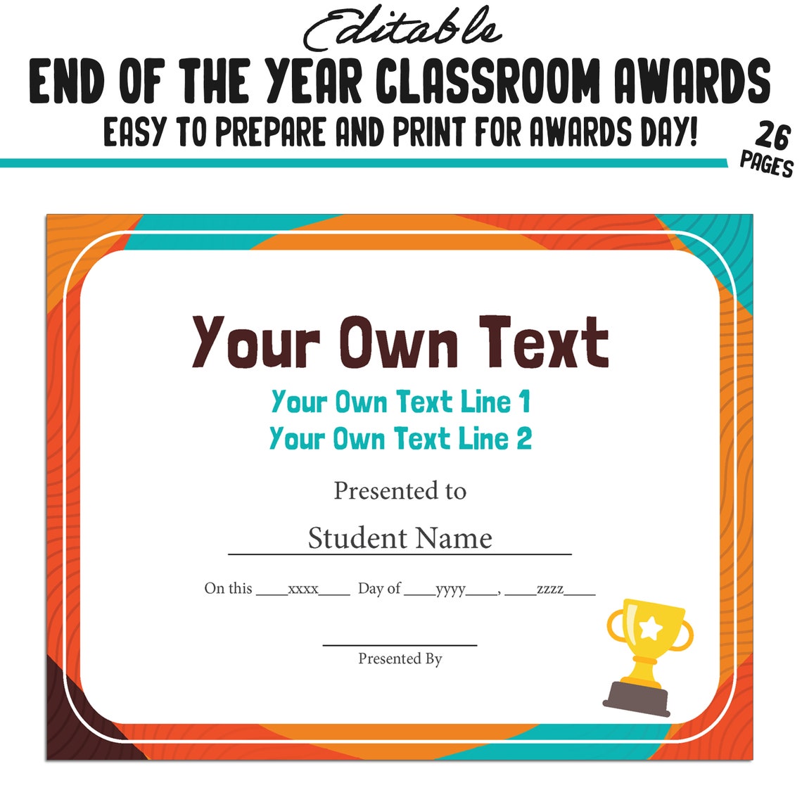 Editable Class Superlative End-of-year Student Awards, 26 Pages, PDF ...