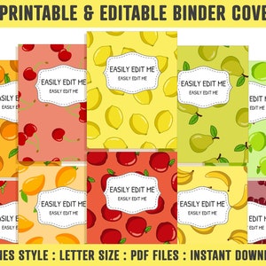 Binder Cover Printable Editable, 10 Covers+spines, Binder Inserts ...