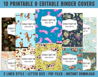 Binder Cover Printable Editable 10 Binder Covers & Spines - Etsy