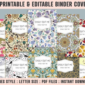 Flower and Birds Binder Cover, 10 Printable & Editable Binder Covers ...