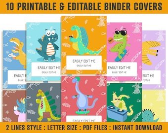 Binder Cover Printable Editable 10 Binder Covers & Spines - Etsy