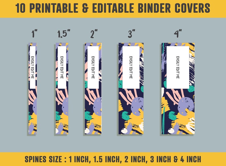 Abstract Doodle Pattern Binder Cover, 10 Printable & Editable Binder ...