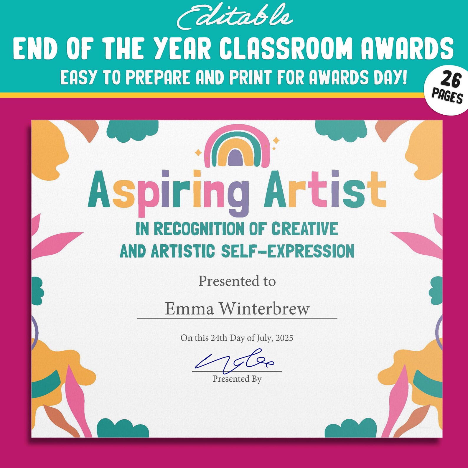 Editable End of Year Classroom Awards End of the Year Awards Student ...