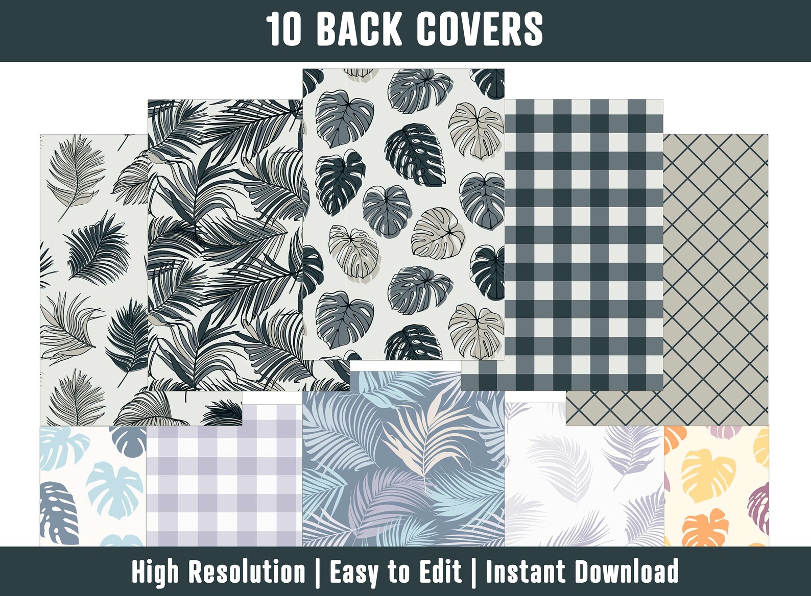 Powerpoint Binder Covers, 10 Printable/editable Tropical Pattern ...