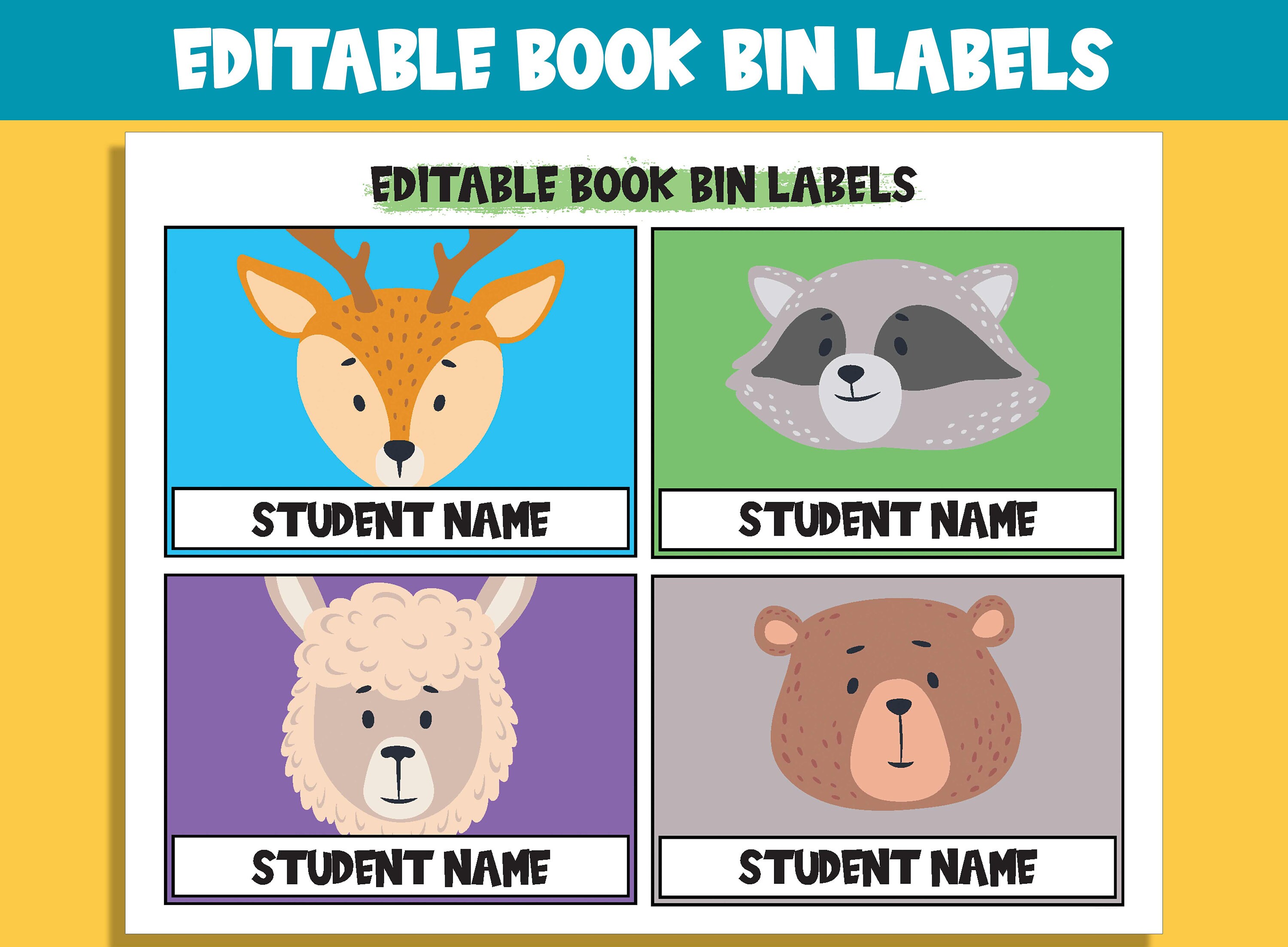 Editable Cute Animal Library Book Bin Labels: 16 Customizable - Etsy