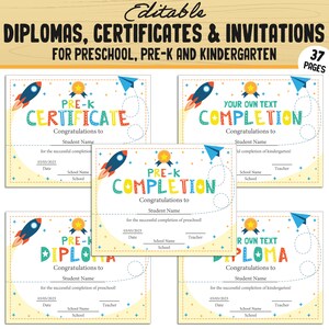 Fun and Editable Preschool, Pre-k, and Kindergarten Diplomas ...