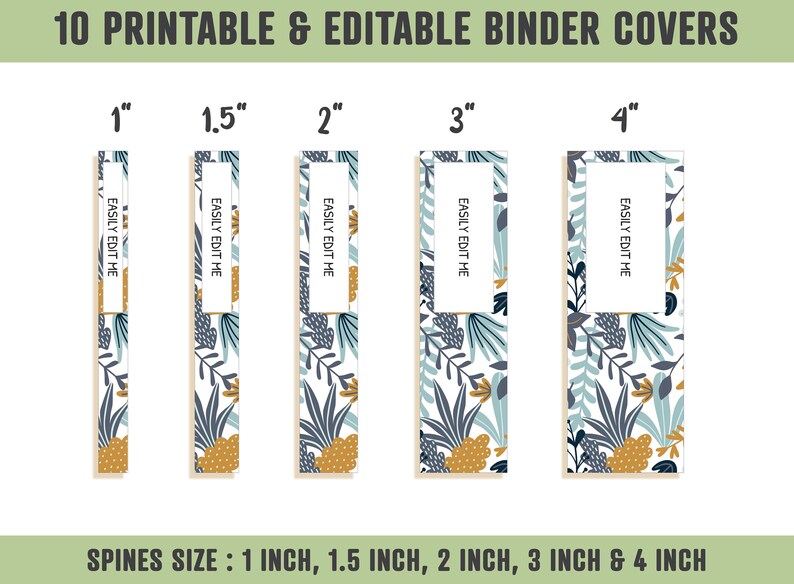 Floral Binder Cover 10 Printable/editable Coversspines - Etsy