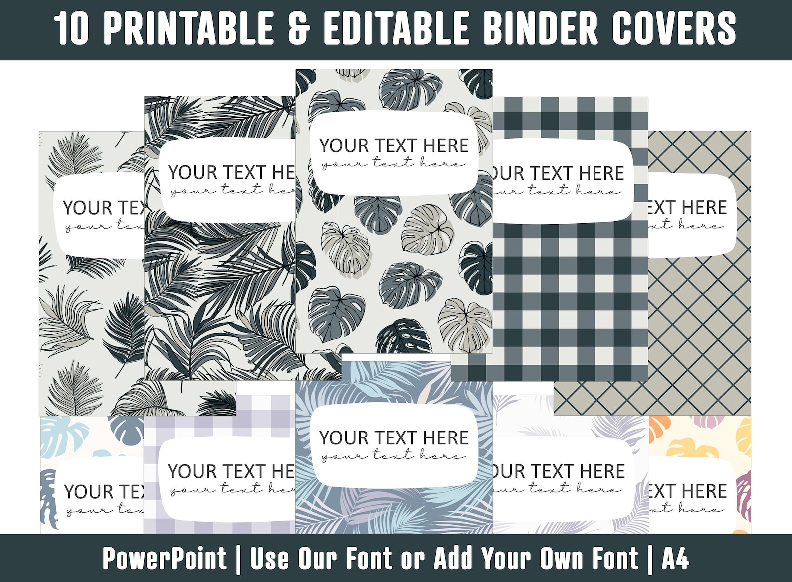 Powerpoint Binder Covers, 10 Printable/editable Tropical Pattern ...