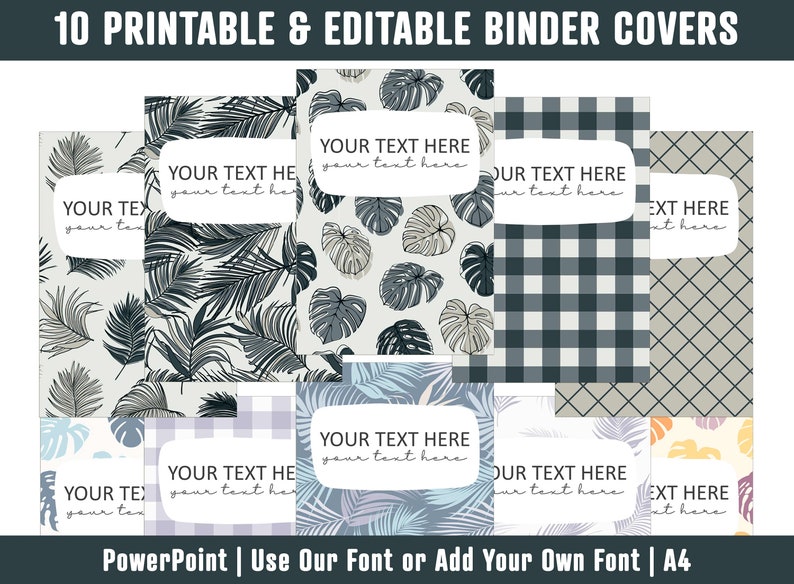Powerpoint Binder Covers, 10 Printable/editable Tropical Pattern ...