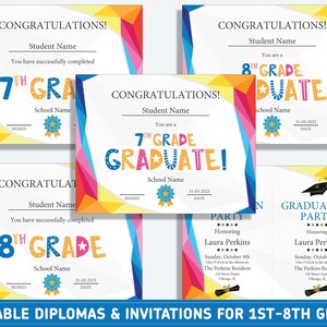 Editable 7th Grade Diploma, 1st to 8th Grade Diploma, Certificate of ...