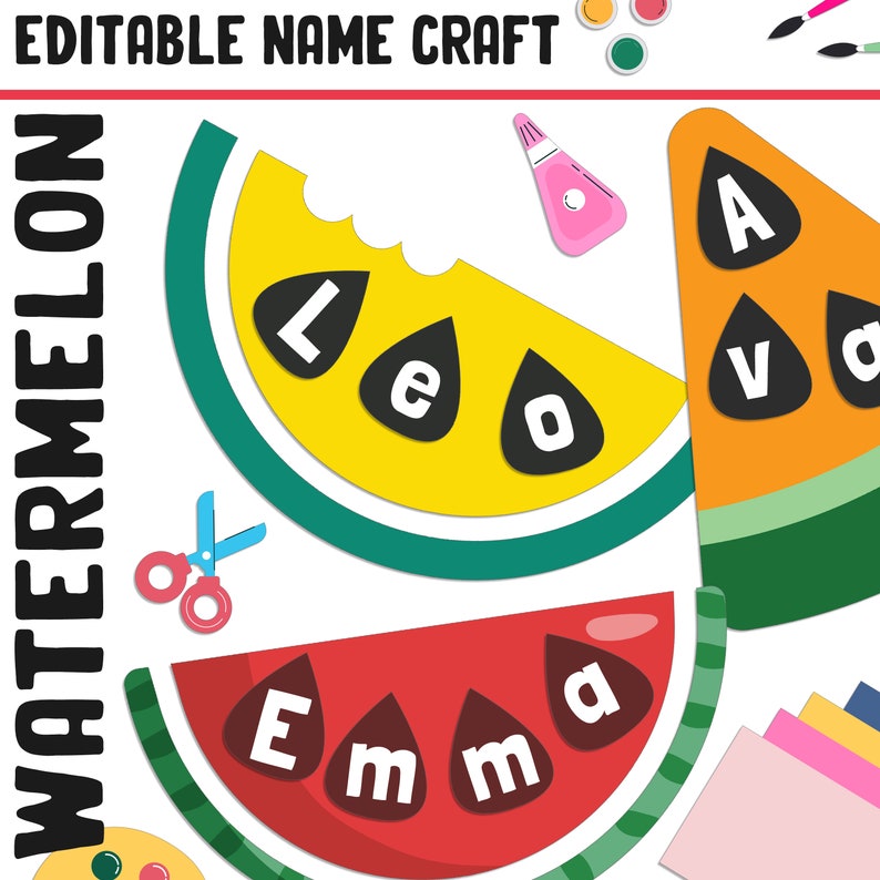 Watermelon Name Craft Activity: Summer/back to School Bulletin Board ...
