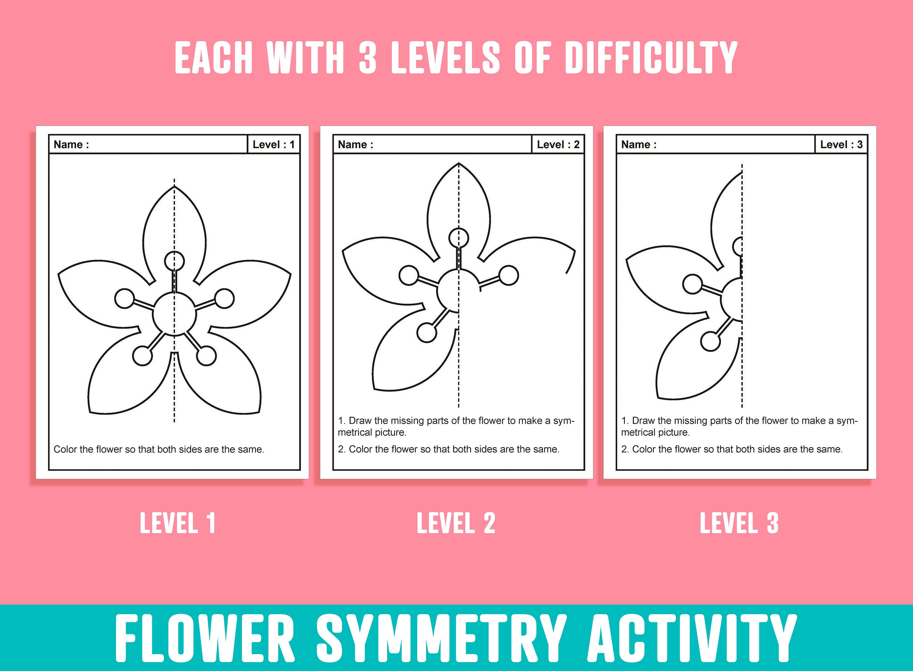 Flower Symmetry Worksheet, Sakura Flower Theme Lines of Symmetry ...