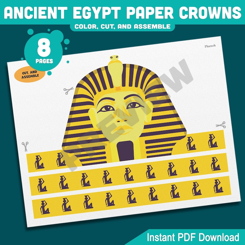 Ancient Egypt Paper Crown Templates – 4 Fun Printable Headband Designs ...