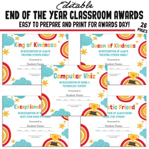 Editable, Fun, Unique End-of-year Class Awards for Students, 26 Pages ...
