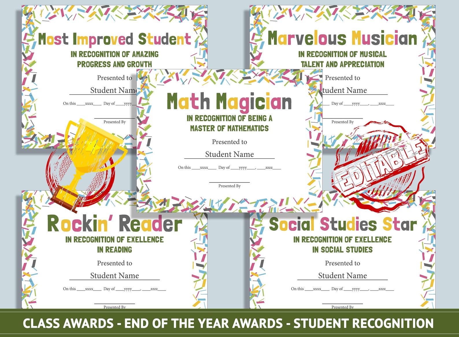 Editable Fun Awards for Students at the End of the Year, Classroom ...