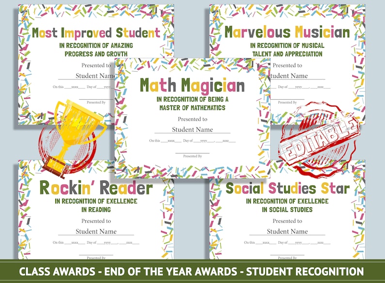 Editable Fun Awards for Students at the End of the Year, Classroom ...