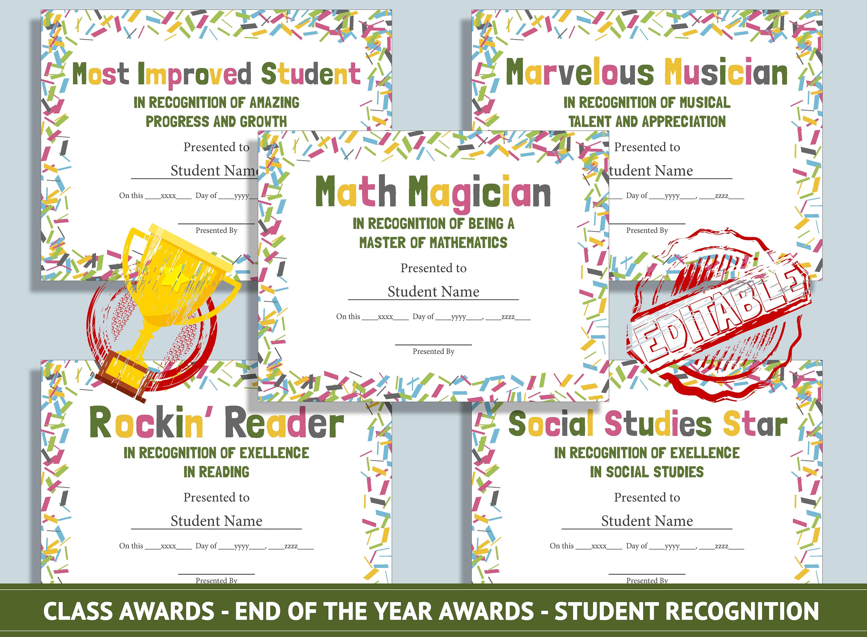 Editable Fun Awards for Students at the End of the Year, Classroom ...