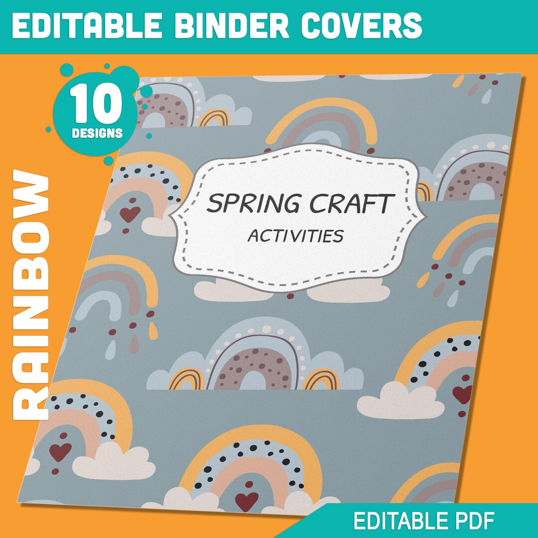 Rainbow Binder Covers, 10 Printable/editable Binder Covers & Spines ...