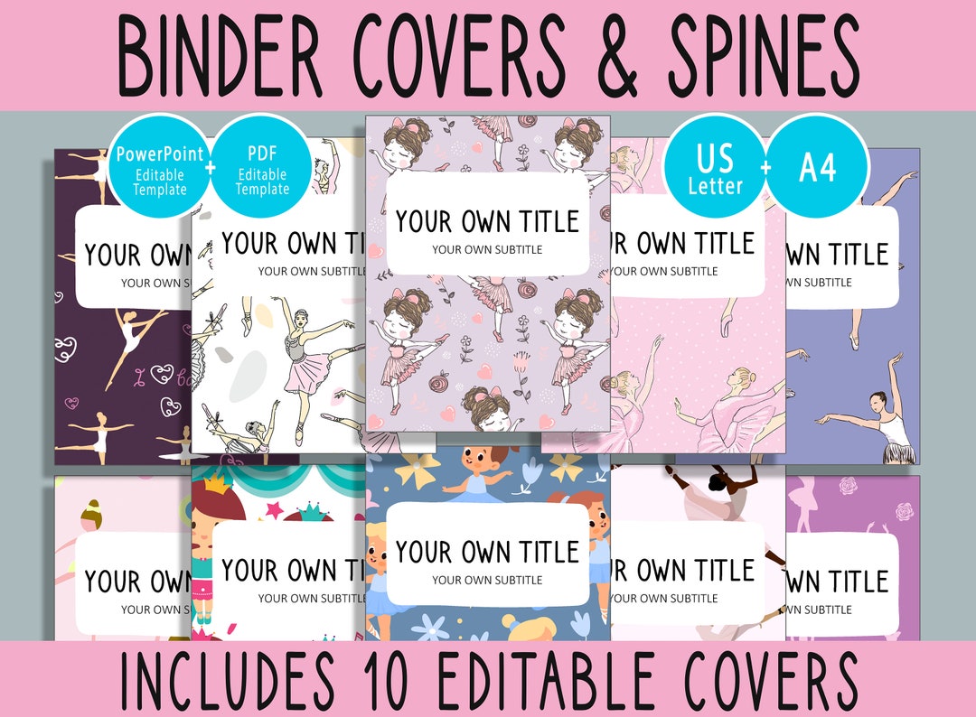 10 Editable Ballet Binder Covers, Includes 1, 1.5, 2 Spines, Available ...