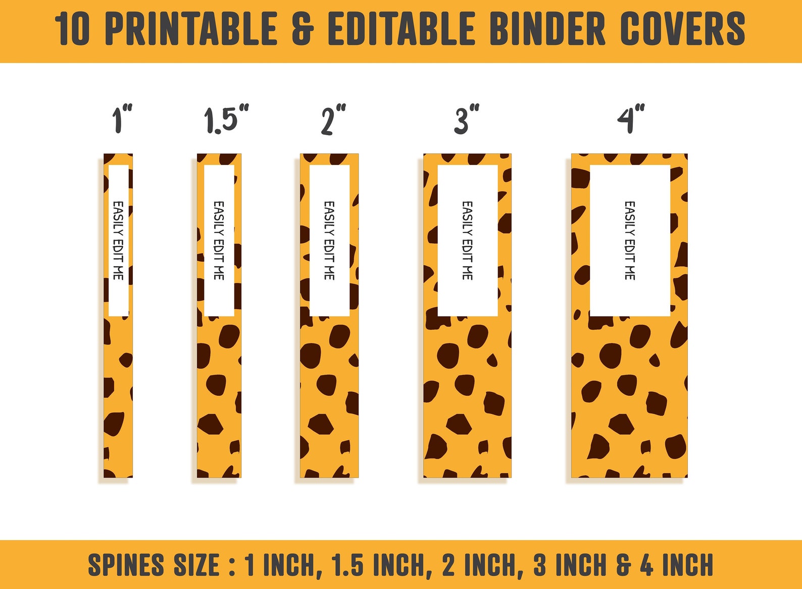 Binder Cover and Spine 10 Printable & Editable Binder - Etsy