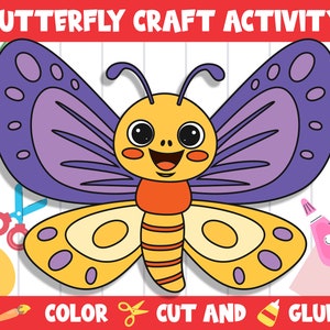 Cute Butterfly Craft Activity - Color, Cut, and Glue for Prek to 2nd ...