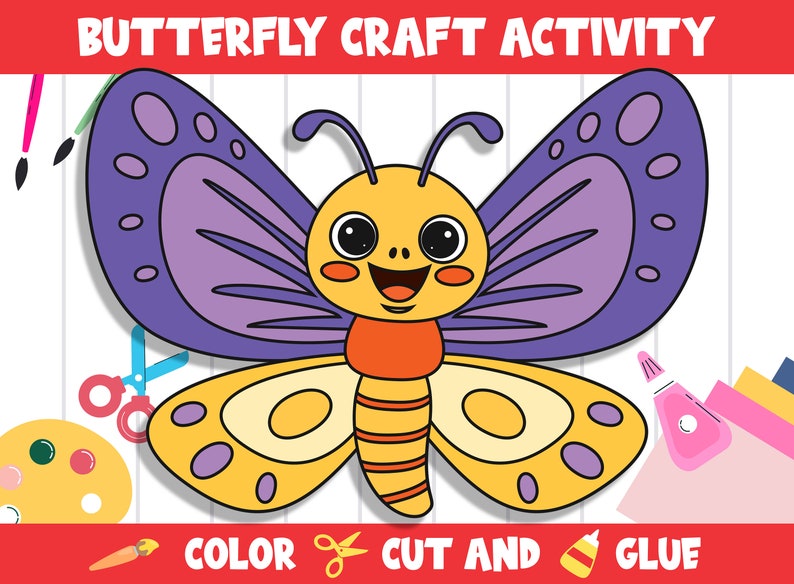 Cute Butterfly Craft Activity Color Cut and Glue for Prek - Etsy