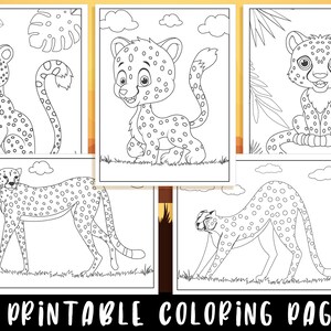 Cheetah Coloring Pages 21 Printable Cheetah Coloring Pages - Etsy
