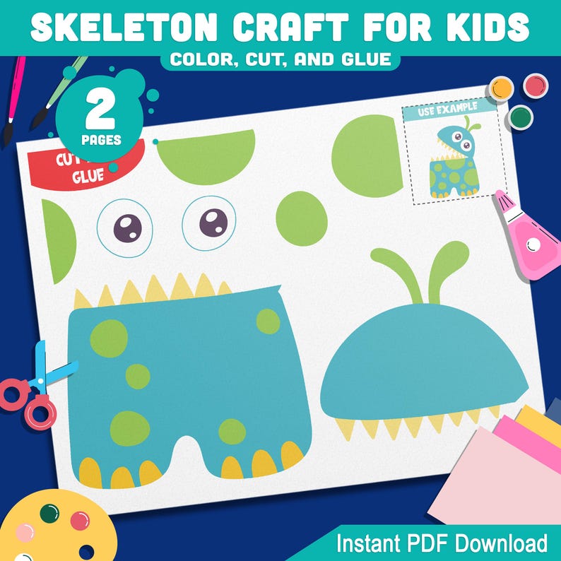 Cute Monster Paper Craft: Fun Color, Cut and Glue Activity for Kids ...