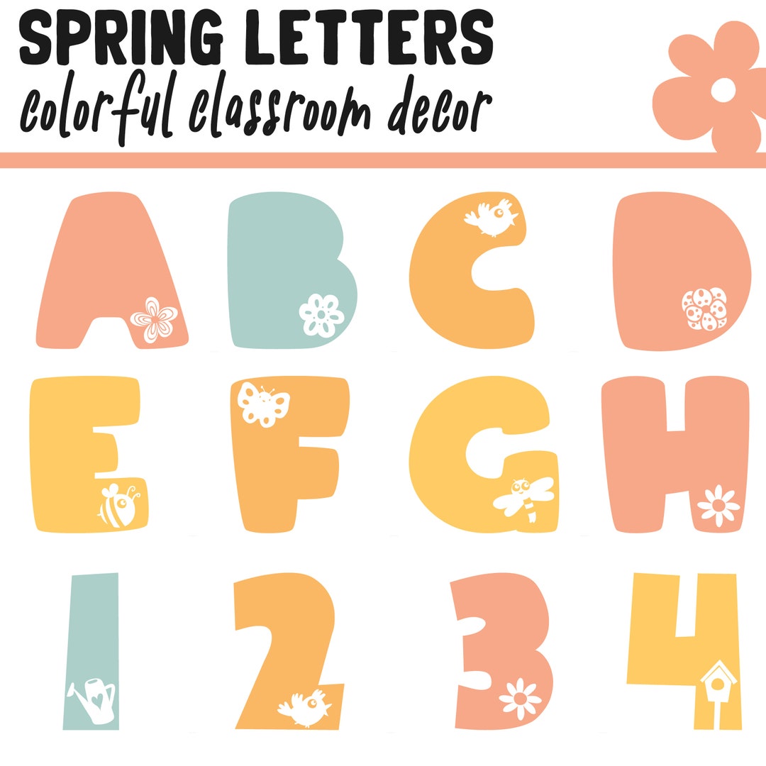 Boho Retro Bulletin Board Letters | Spring Letters | A - Z, Letters and ...