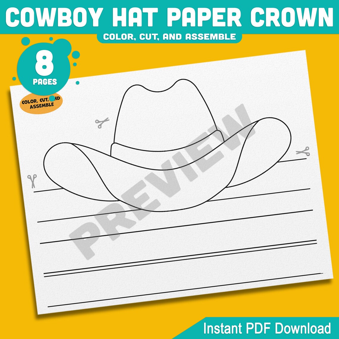 Cowboy and Cowgirl Paper Crowns – Fun Western Headbands and Party Hats ...