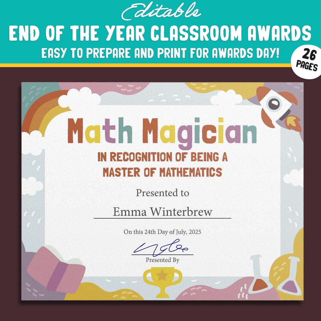 Editable Class Awards End of Year - End of the Year Awards - Student ...