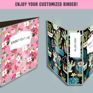 Flowers, Palm Leaves, Cactuses Binder Cover, 10 Printable/editable ...