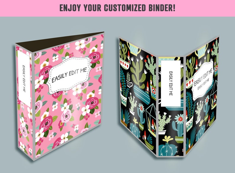 Flowers, Palm Leaves, Cactuses Binder Cover, 10 Printable/editable ...