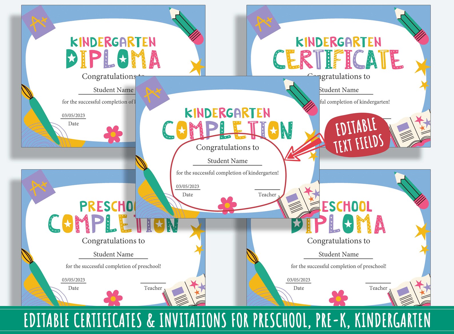 Preschool Certificate End of the Year, Editable Preschool Certificates ...